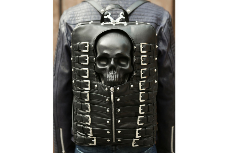Mummy Skull Leather Buckled Biker Backpack – Holy Buyble